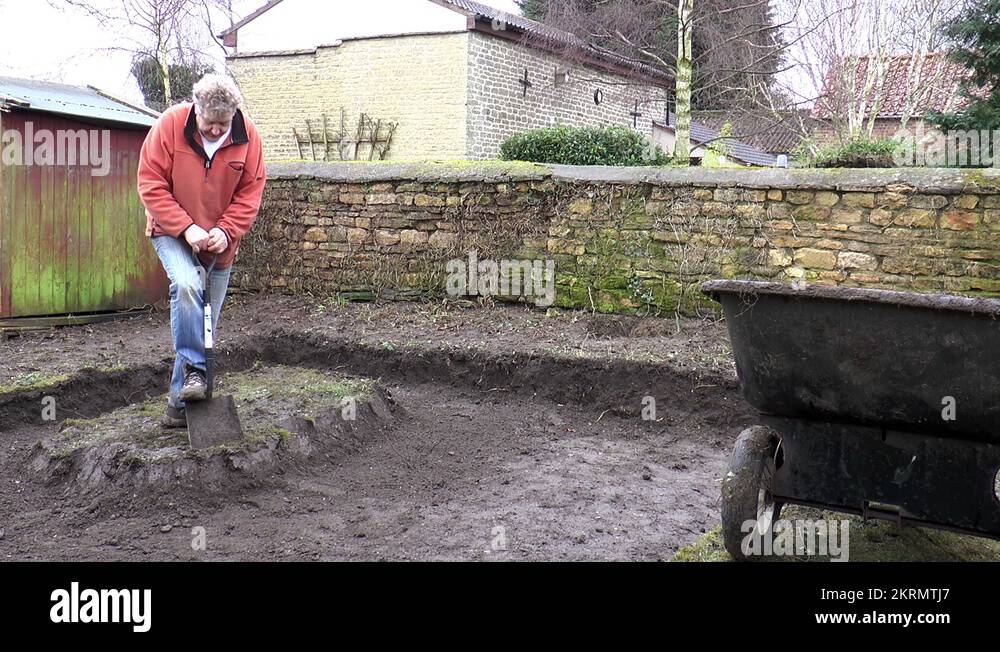 Man digging soil then carrying to wheelbarrow Stock Video Footage - Alamy