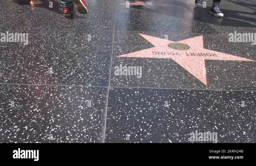POV Point of view pedestrian people feet walk fame Hollywood award ...