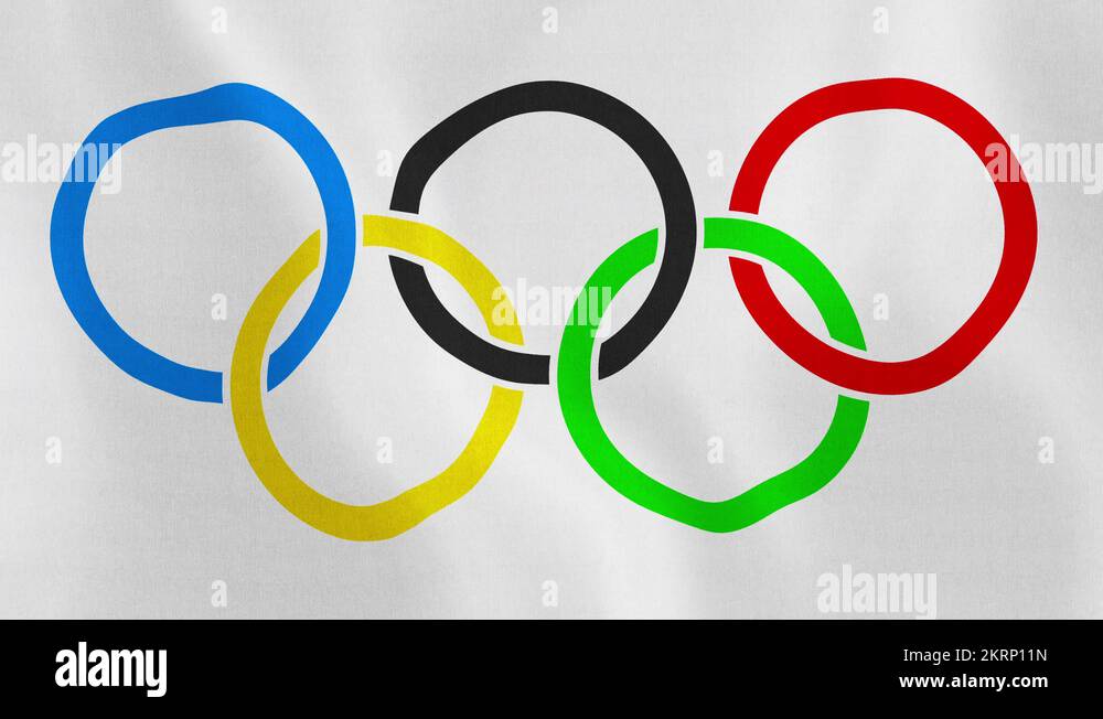 Editorial Animation (Loopable): Olympic Rings Flag Waving in Wind Stock ...