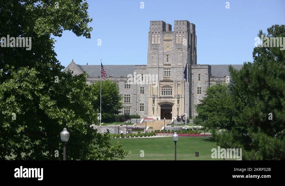 Virginia Tech Burruss Hall from across drill field Stock Video Footage ...