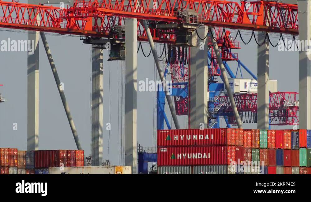 Blue container ship loading Stock Videos & Footage - HD and 4K Video Clips - Alamy