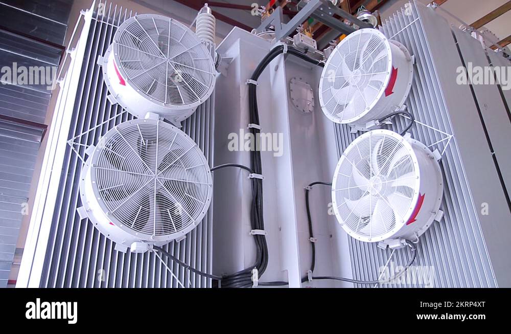 Power transformer inside an electrical substation building Stock Video ...