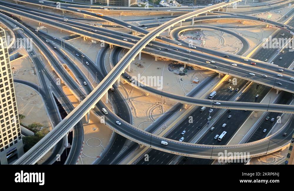 Dubai UAE Sheikh Zayed Road Intersection Metro Rail city Stock Video ...