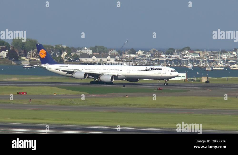 Airbus A340 four engine jet plane taking off Stock Video Footage - Alamy