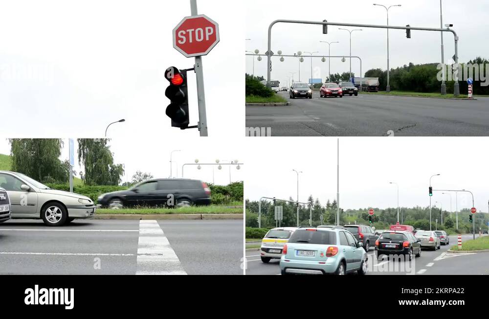 4K montage (compilation) - road with cars - intersection - traffic ...