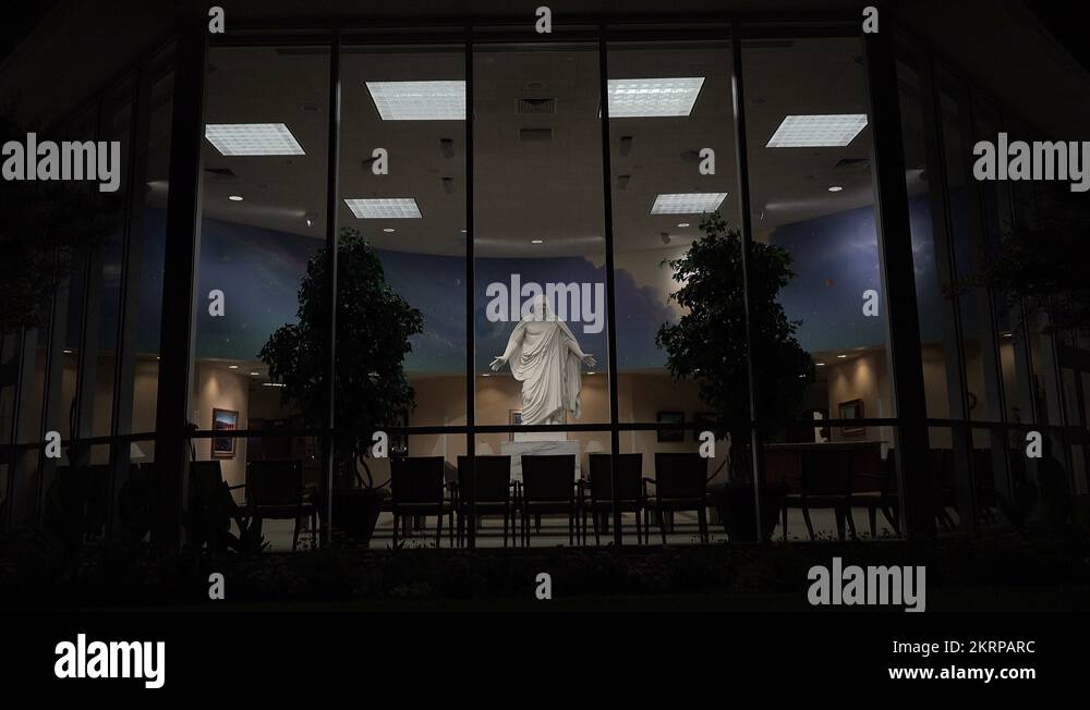 St George Temple Visitor Center night Christus Statue 4K Stock Video ...