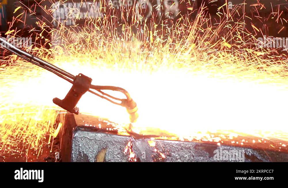 Background peeling of slab, Flakes flame by blowing gas Stock Video ...