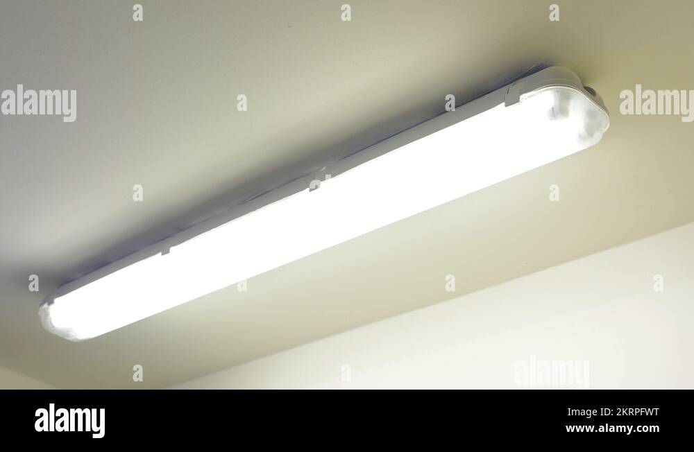switch the light on - one fluorescent lamp - ceiling Stock Video ...