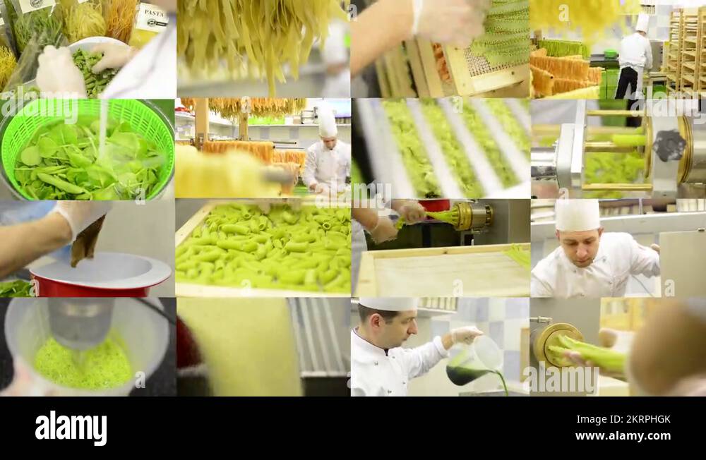 4K montage (compilation) - production of pasta (professional) - entire ...