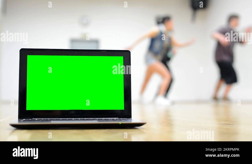 notebook - green screen - three dancers - group of three friends dance ...