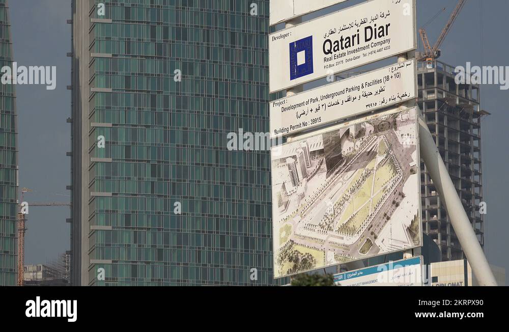 Doha, Qatar, real estate development, billboard, office tower Stock ...