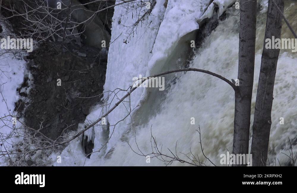 Strong current of water from melting snow flowing dow Stock Video ...