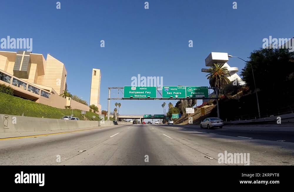 Hollywood 101 Freeway Signs Downtown Los Angeles Stock Video Footage ...