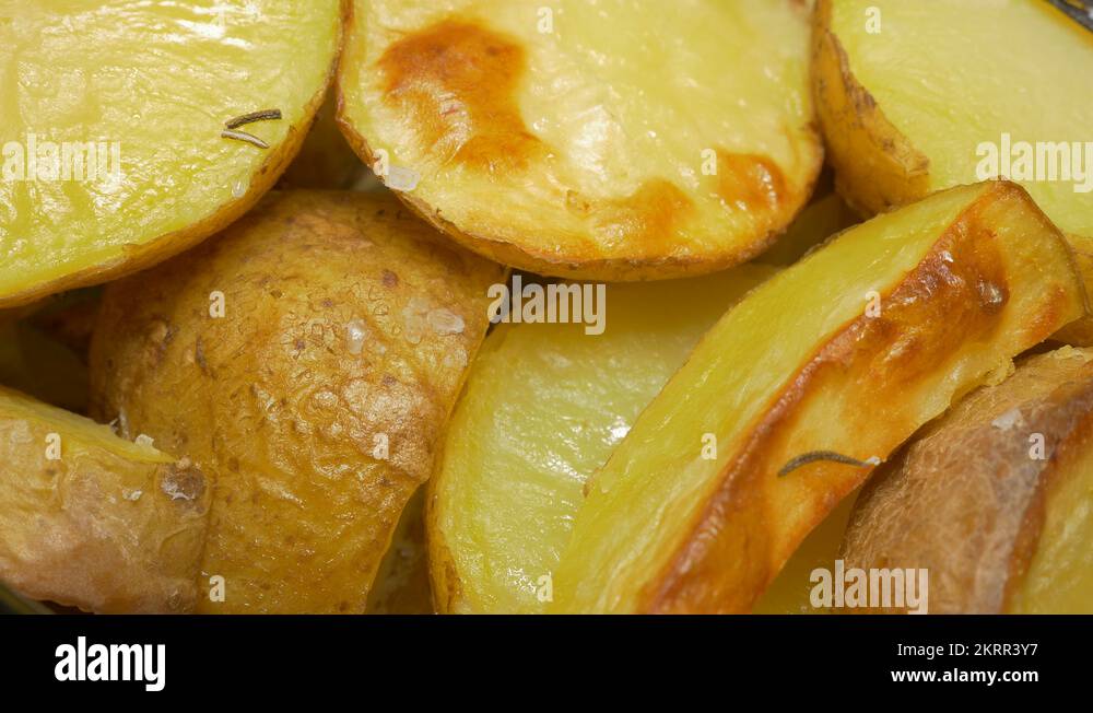 Roasted potato lunch food background 4K 3840X2160 UHD panning video ...