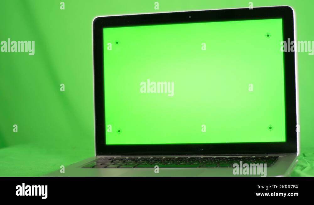 Laptop green screen on the green screen background Stock Video Footage ...