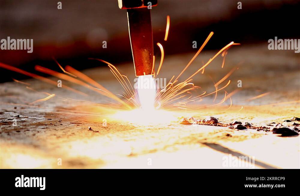Industry steel, Sparkles, Fire gas cutting slab Stock Video Footage - Alamy
