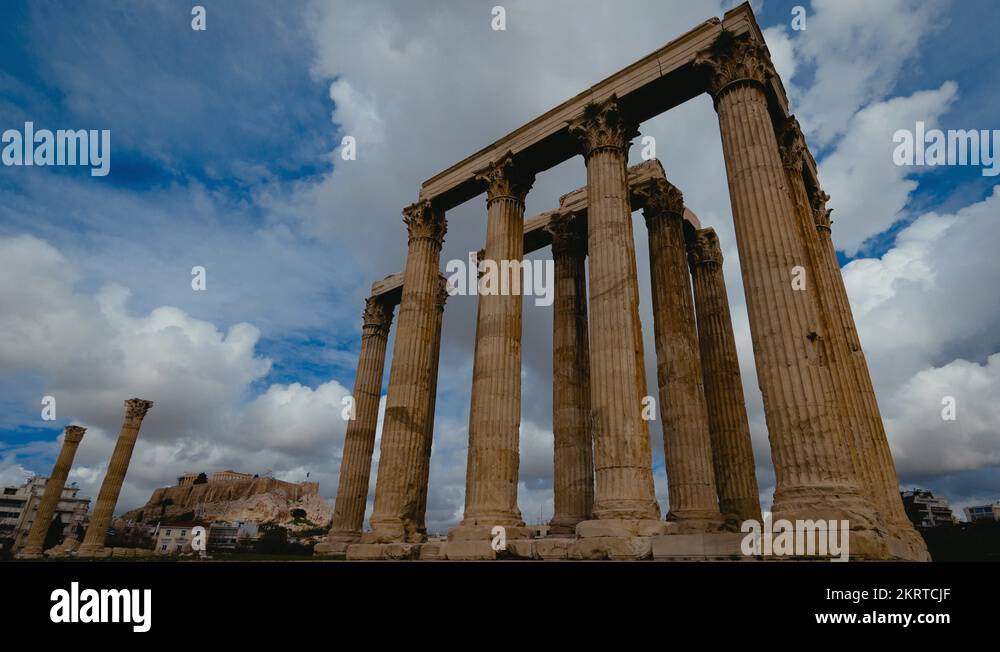 Olympeion timelapse Ancient Temple of Olympian Zeus Pillars Greece ...
