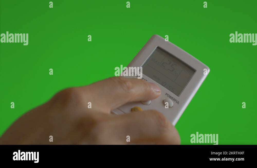 Air conditioner remote control on green screen background 4K UHD 2160p ...