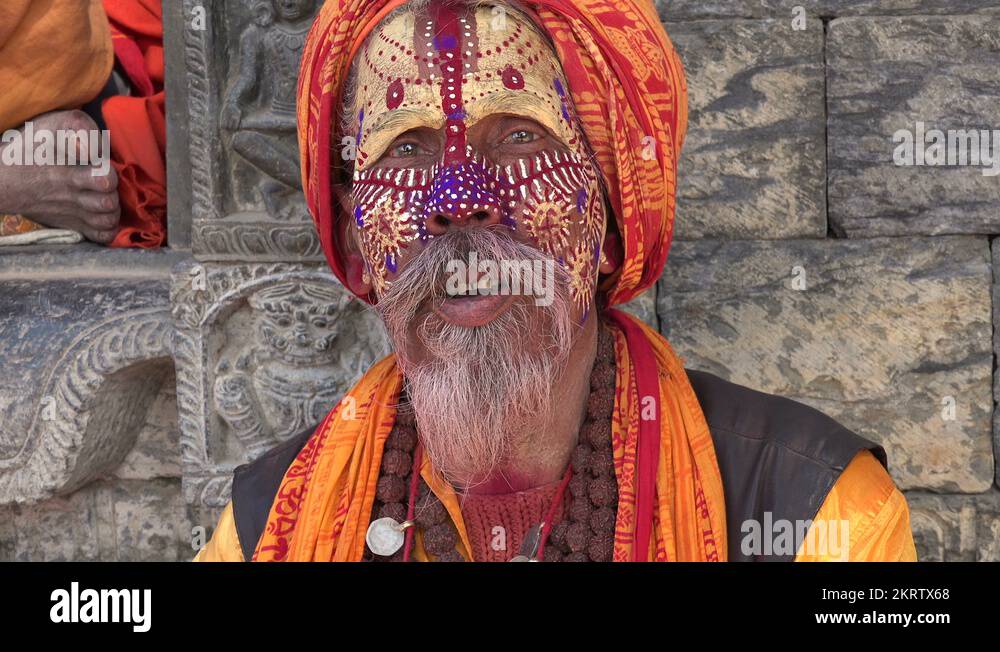 Sadhu smokes cannabis in temple in Kathmandu, Nepal Stock Video Footage ...