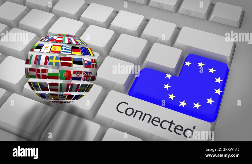 Nationals flags of European country turning on keyboard Stock Video ...