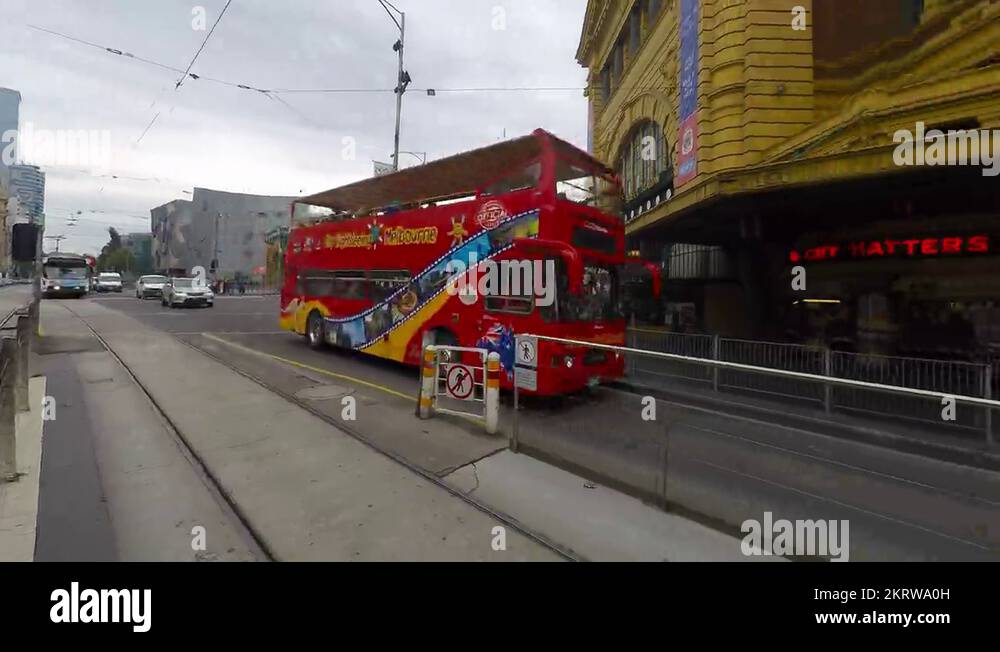 Melbourne Double Decker Bus Pan Right Stock Video Footage - Alamy