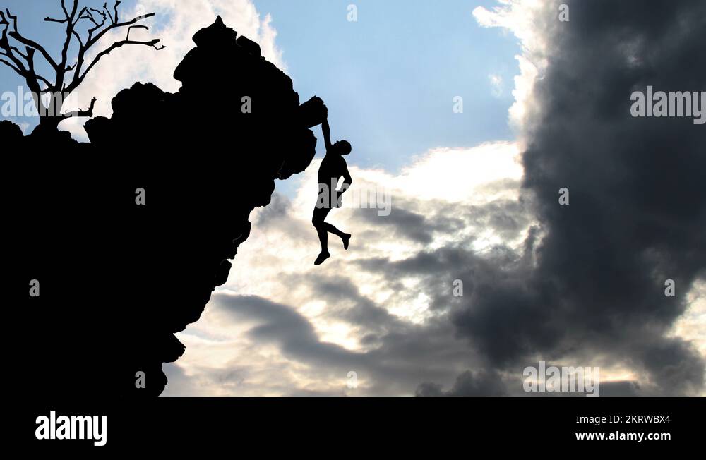 3690 Rock Climber Hanging off Cliff Silhouette Animation, 4K Stock ...