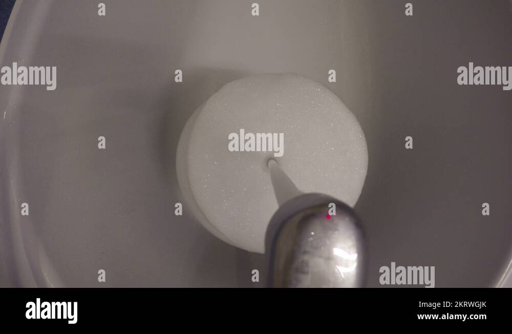 Water flow into blue bucket full of scum froth in bath. 4K Stock Video ...