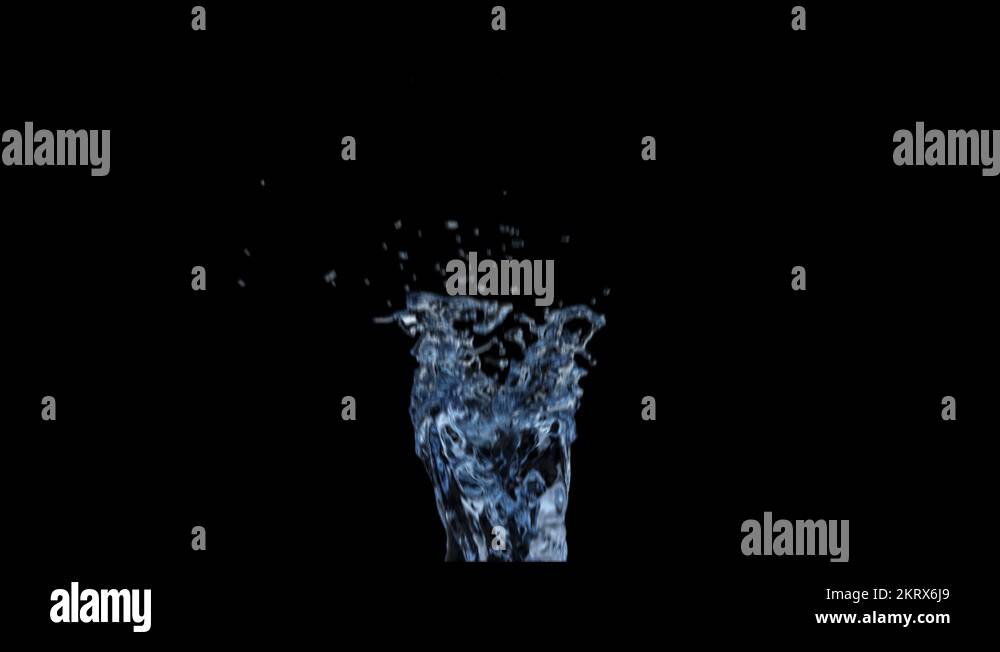 light blue water splash in slow motion, isolated on black (FULL HD ...