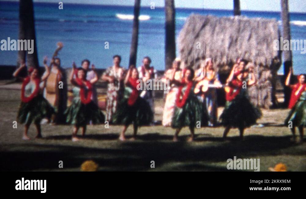 (8mm Vintage) 1955 Hawaiian Hula Dancers Performing Beach Background ...