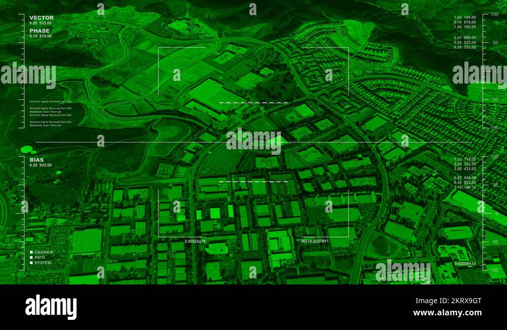 Night vision aerial surveillance drone/UAV flyover of an industrial ...