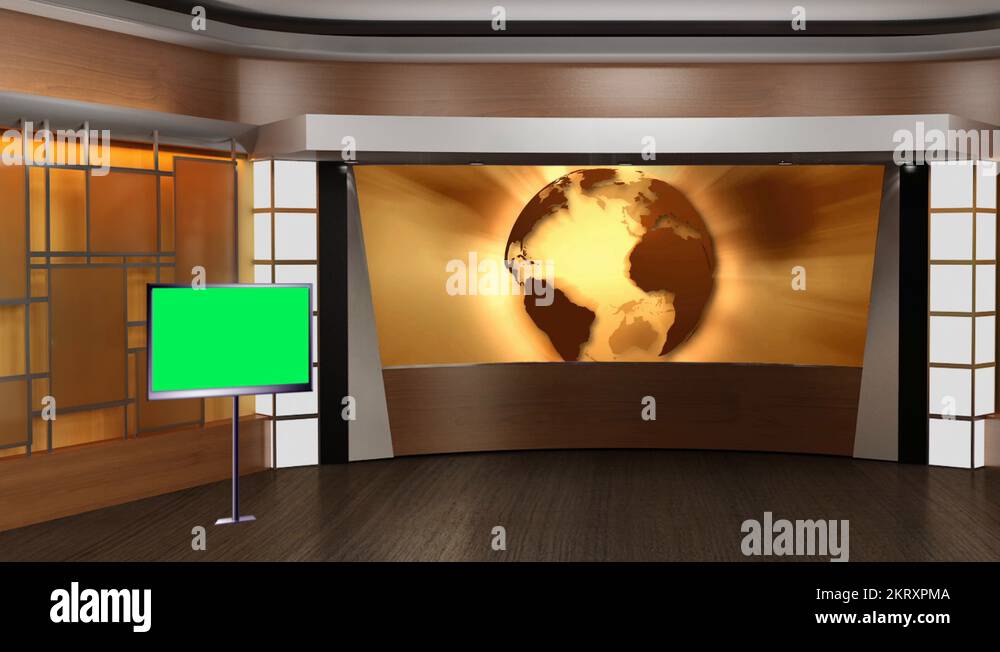 News TV Studio Set 85 - Virtual Green Screen Background Loop Stock Video Footage - Alamy