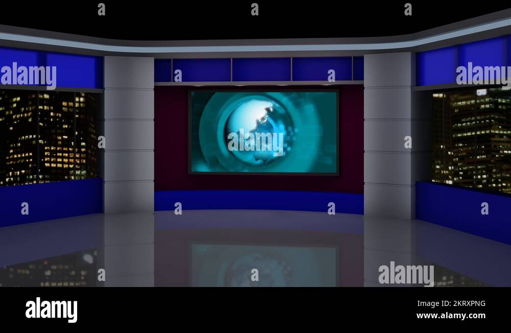 News TV Studio Set 86 - Virtual Green Screen Background Loop Stock ...
