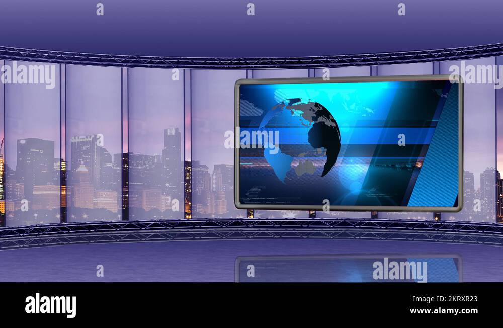 News TV Studio Set 90 - Virtual Green Screen Background Loop Stock ...
