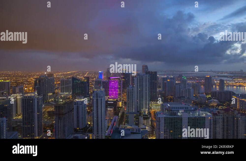 Perfect night to day transition time-lapse from a high-rise in Miami 4K ...