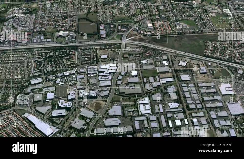Aerial surveillance flyover of a freeway interchange Stock Video ...