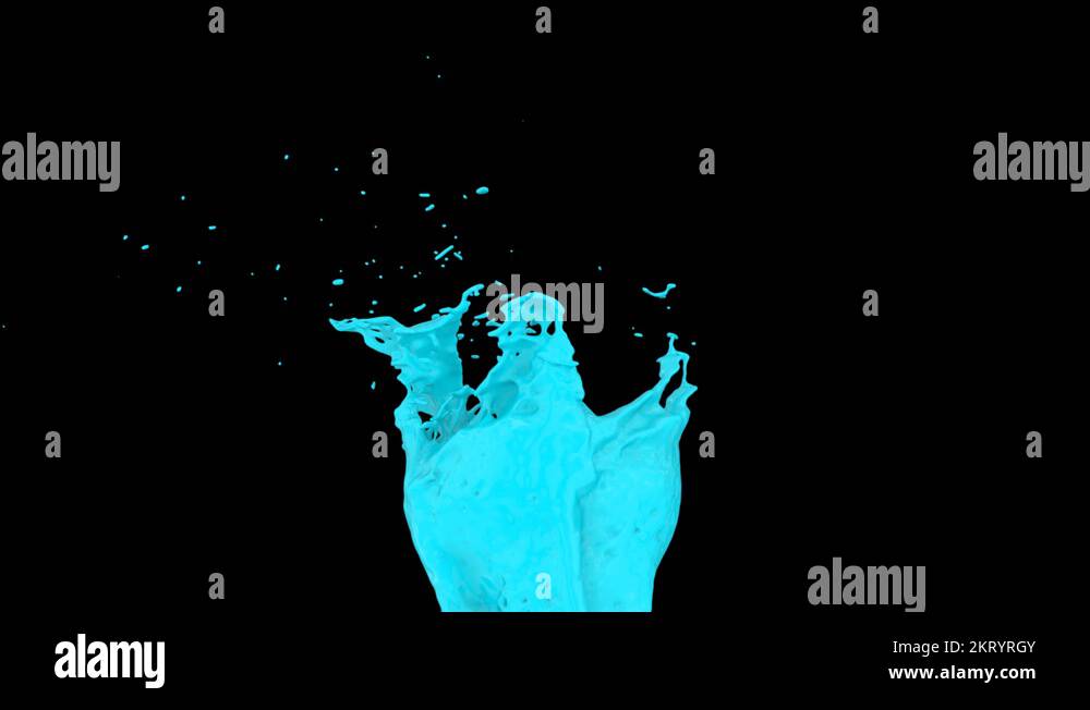 rotating splash of light blue color in slow motion isolated on black ...