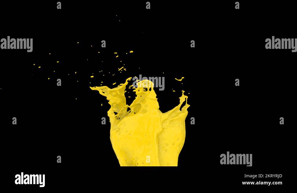 rotating splash of yellow color in slow motion isolated on black (FULL ...