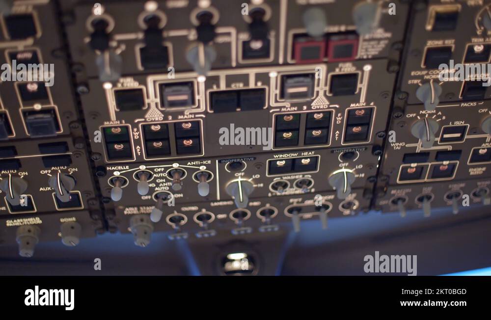 Pilot adjusting overhead controls in a 747 cockpit 4K Stock Video ...