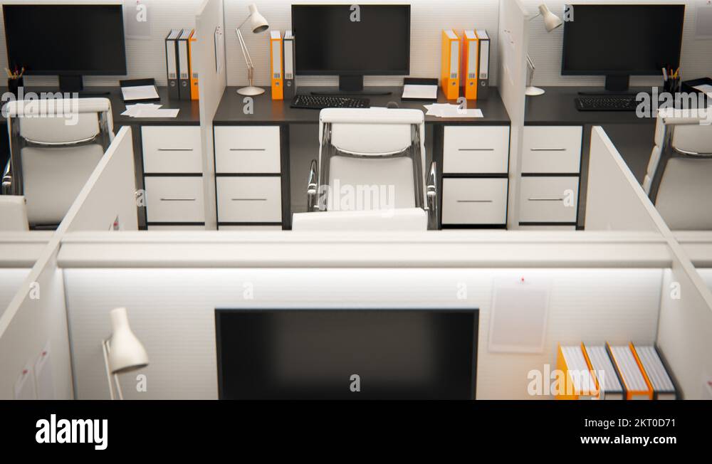 Cubicles In Empty Office. Loop Animation Stock Video Footage - Alamy