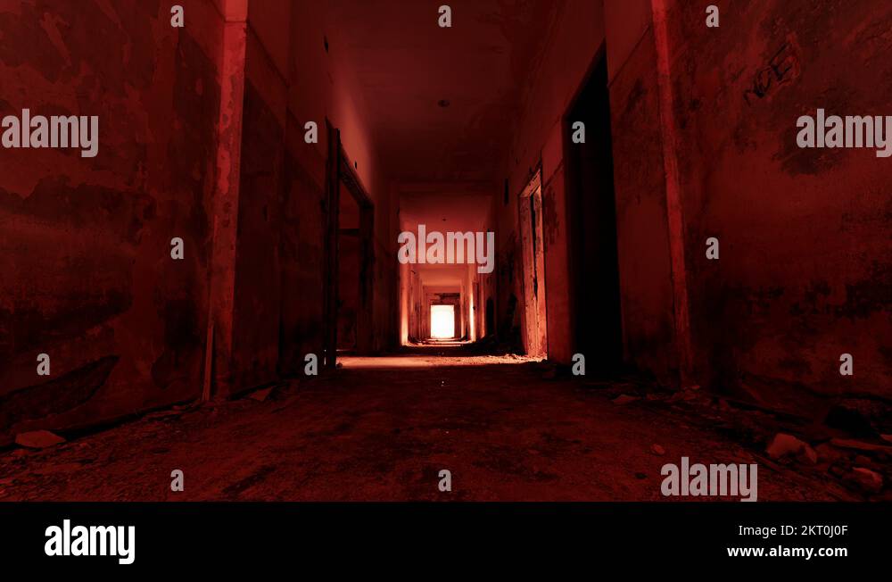 4K gateway to hell,scary abandoned corridor with vertigo morphing ...