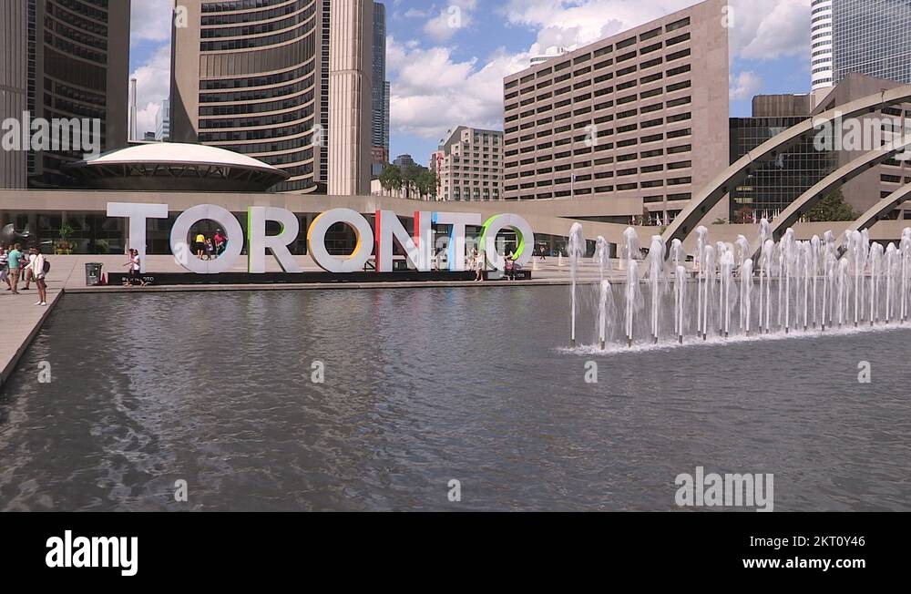 Huge 3D Toronto sign in front of city hall downtown Stock Video Footage ...