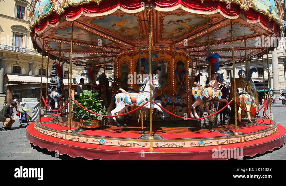 Merry Go Round Carousel in Florence, Italy Stock Video Footage - Alamy