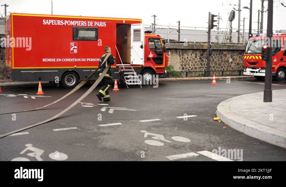 Fireman Pulling Down a Fire Hose - 1080p Stock Video Footage - Alamy