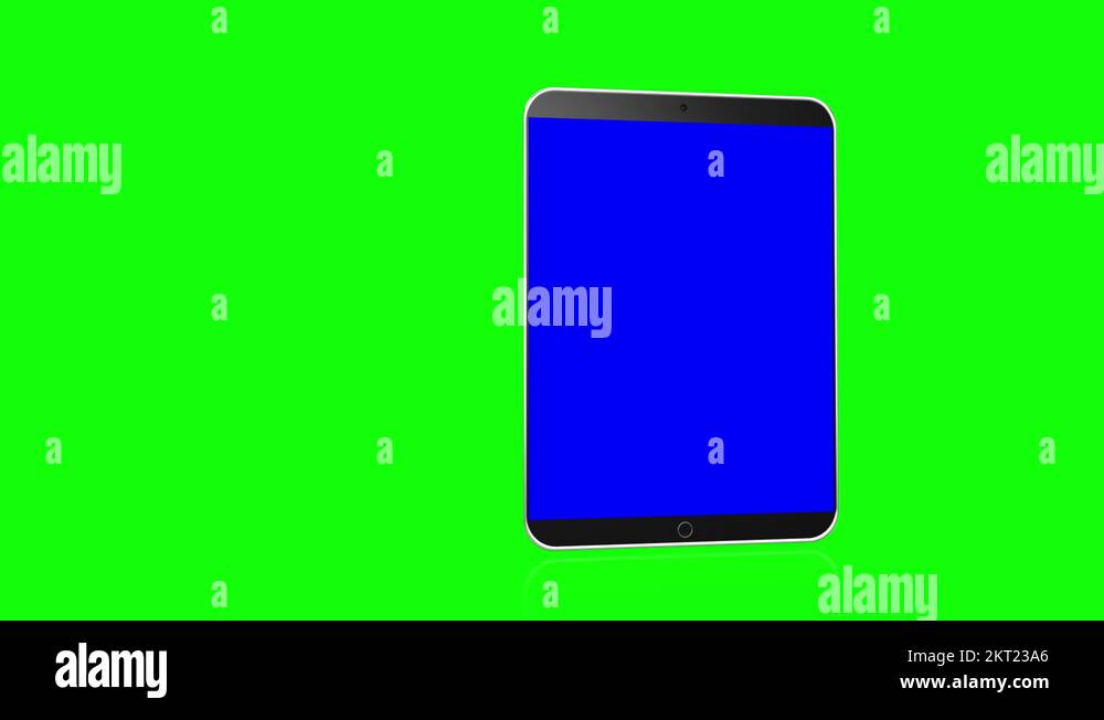 Spinning tablet animation with touchscreen gestures. Green background ...