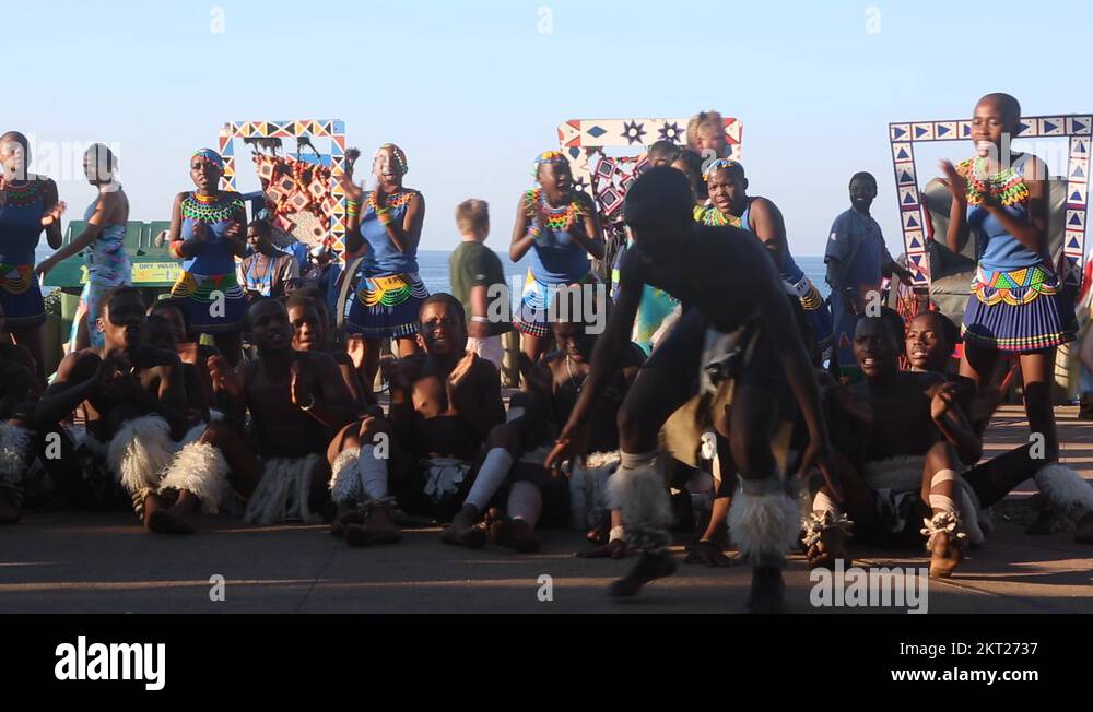 Traditional Zulu dance performance on the Durban waterfront Stock Video ...