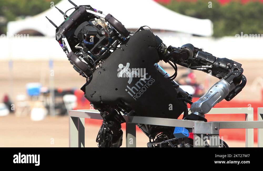 IHMC Robotics' Running Man Atlas Robot Raises Collapses Stock Video ...
