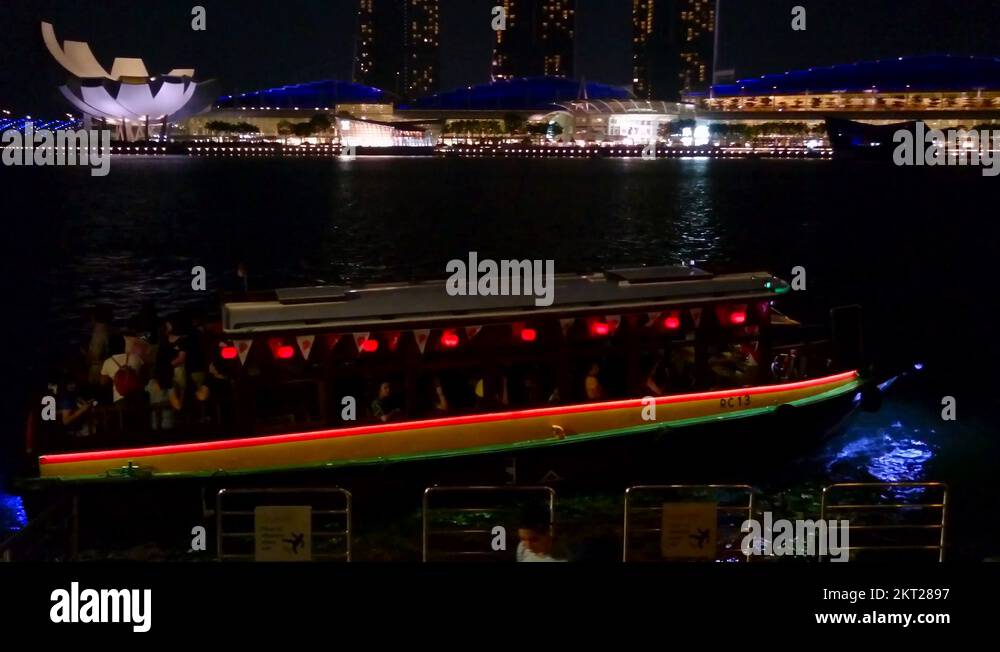 Boat Cruise At Singapore River, Marina Bay Sands Stock Video Footage ...
