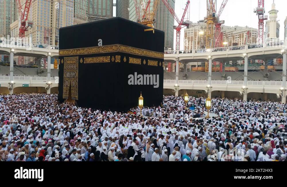 Pilgrims in front of Kaaba inside Masjidil Haram Stock Video Footage ...
