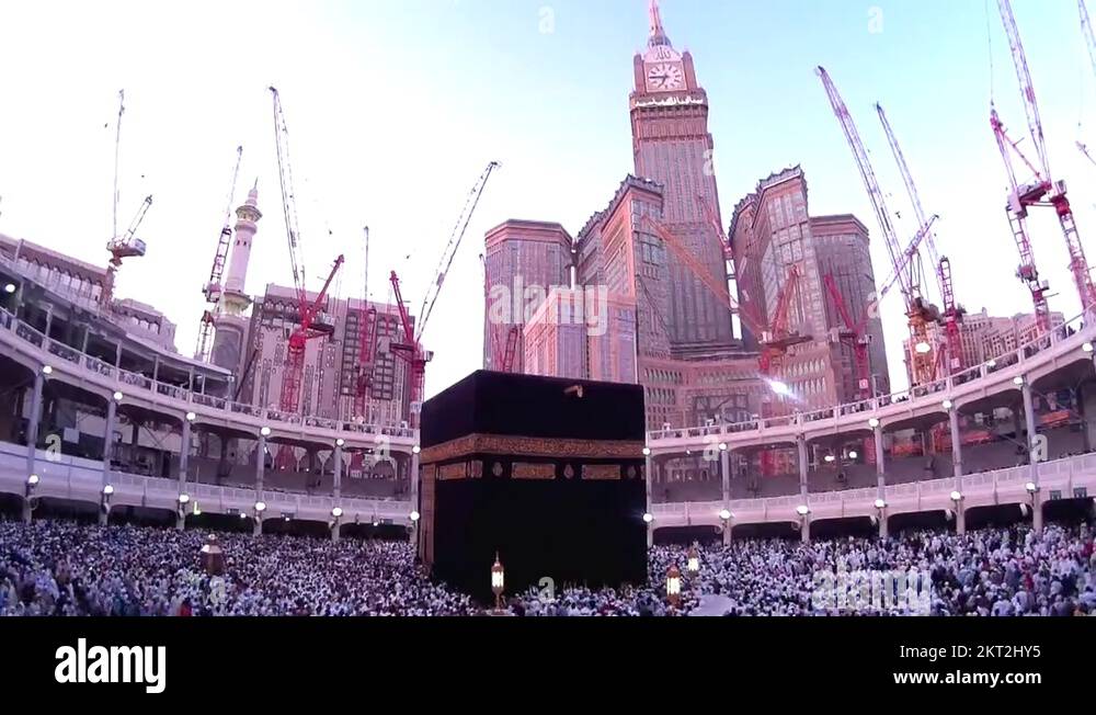 Pilgrims in front of Kaaba inside Masjidil Haram Stock Video Footage ...