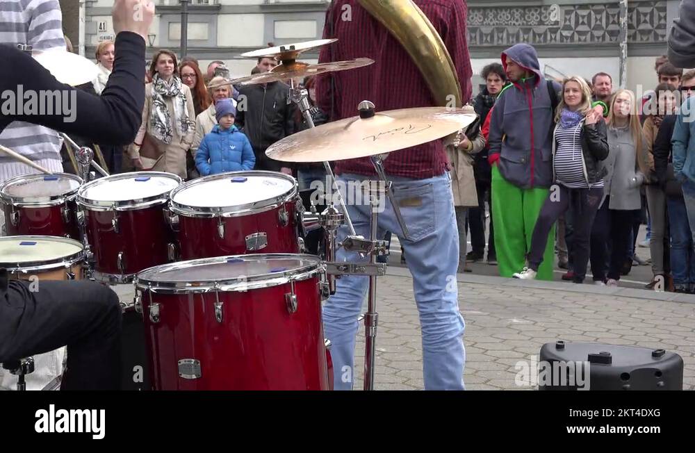 back view of drummer performance and crowd of people . 4K Stock Video ...